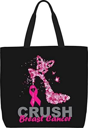Generic Sac Fourre-Tout Sensibilisation Au Cancer Du Sein Sac De Shopping Avec Poign&eacute;es Lavables Sacs En Toile Pour Femmes, Pour Shopping, Tous Les Jours, Fem