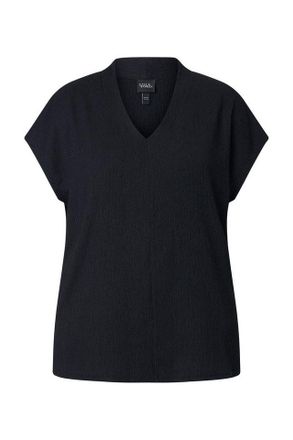 Ulla Popken T-Shirt T-Shirt Oversized Kelchkragen V-Ausschnitt Halbarm