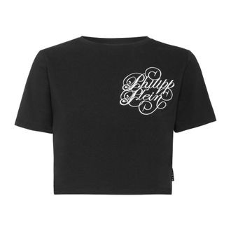 Philipp Plein Modal Pure Fit Cropped T-Shirt - - Tops - Damen - Schwarzk - M