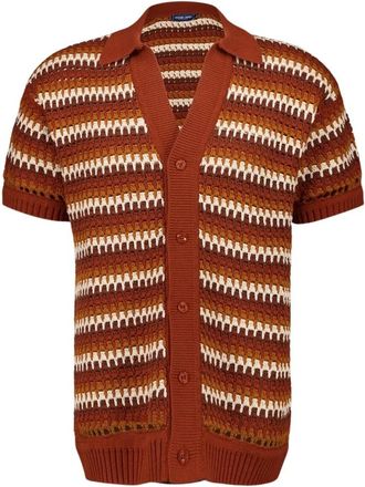 Frescobol Carioca Homme, Pulls, Multicolore, Taille: M Chemise V-Neck Pinto en coton crochet&eacute;