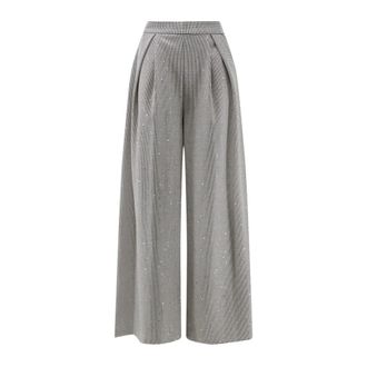 Actualee Pantalon Pied-de-poule &agrave; Sequins - Femme - Pantalons - Noir - Taille: 42 FR