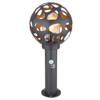Globo Lighting Sockelleuchte mit Bewegungsmelder Kugel Wegelampe mit Bewegungsmelder Außen Standleuchte außen, Edelstahl anthrazit, 1x E27, H 45 cm, Garten