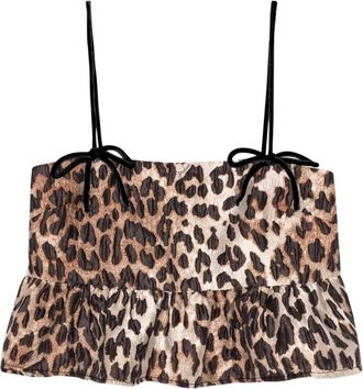Ganni Oberteil mit Leoparden-Print - Braun