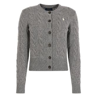 Polo Ralph Lauren Cardigan en maille torsad&eacute;e - Femme - Pulls - Gris - Taille: 44 FR
