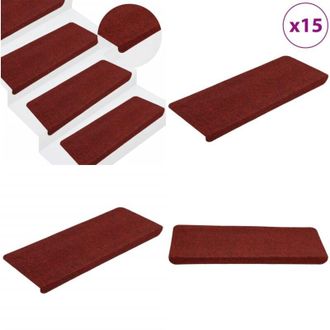 vidaXL Vidaxl - Tapis descalier autocollants 15 pcs 65x24,5x3,5 cm Rouge - Tapis Descalier - Tapis Antid&eacute;rapant - D&eacute;coration Escalier - Protection Marche