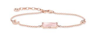 Thomas Sabo Damen-Armband Stein rosa mit Mond & Stern 925 Sterling Silber Rosegold 18 Karat A1958-417-9