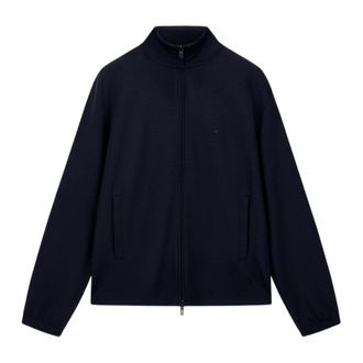 Emporio Armani Sweatshirt aus Jersey-Piquet mit durchgehendem Rei&szlig;verschluss - - Sweatshirts & Hoodies - Herren - Blau - L