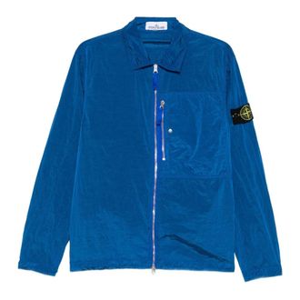 Stone Island Homme, Vestes, Bleu, Taille: S Veste Nylon Econyl Col Pointe Poche