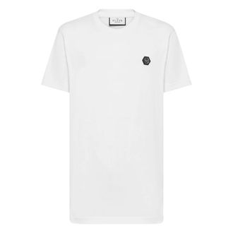 Philipp Plein T-Shirt Rundhals SS Kimono Cut Skull&Bones - - Tops - Herren - Wei&szlig; - 2XL