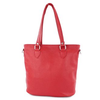 modamoda.de T215 - Italienische Ledertasche Shopper Large, Farbe:Signalrot
