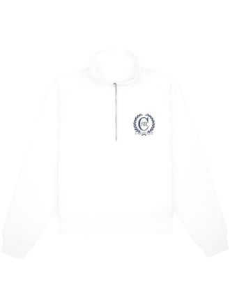 Sporty & Rich pull en coton &agrave; logo imprim&eacute; - Blanc