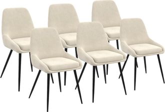 IDMarket Idmarket - Lot de 6 chaises en velours beige avec accoudoirs - Design vintage &eacute;l&eacute;gant - Dimensions 47,5x54x79cm - Assise moelleuse confortable