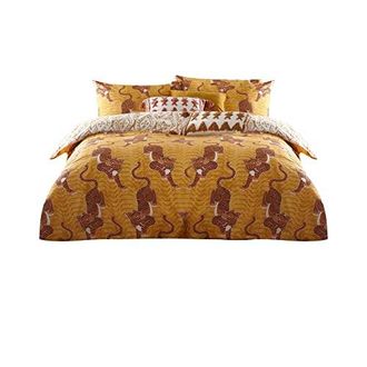 furn. Tibetischer Tiger Bettbezug-Set - Super-King-Size-Bett - Senf