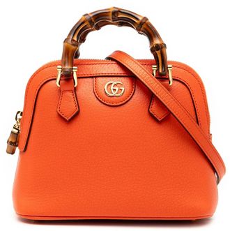 Gucci Hobo Bags - Mini Dollar Calfskin Bamboo Diana Dome Satchel - Gr. unisize - in Orange - für Damen