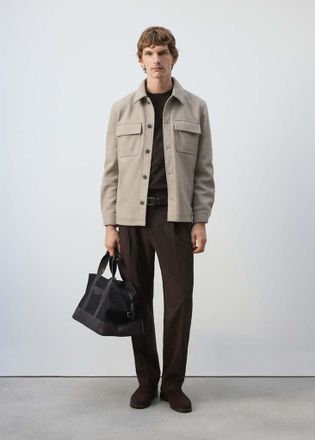 Mango Veste en flanelle avec poches gris clair/pastel - Homme - XXL - MANGO MAN