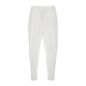 Dolce & Gabbana Homme, Pantalons, Blanc, Taille: L Pantalon en Lin Blanc avec Ourlet Relev&eacute;