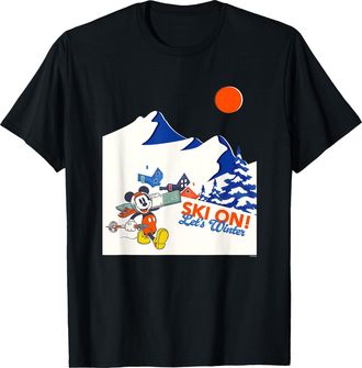 Disney Mickey Mouse Winter Sports Skiing Ski On Lets Winter T-Shirt
