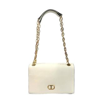 Twinset Femme, Sacs, Blanc, Taille: ONE Size Sac Bandouli&egrave;re en Cuir avec Bandouli&egrave;re Cha&icirc;ne