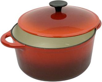 Crealys 501745, COCOTTE Grand Chef ronde en fonte &eacute;maill&eacute;e 2,5 litres - Ext&eacute;rieur rouge et int&eacute;rieur blanc - toutes sources de chaleur y compris induction