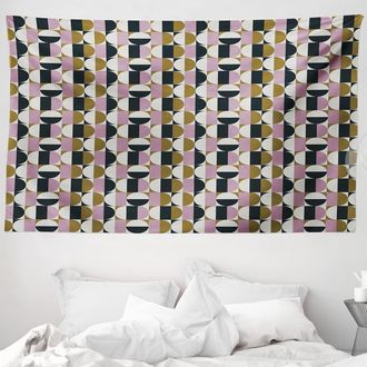 Abakuhaus Retro Wandteppich und Tagesdecke, Bauhaus geometrisches Muster, aus Weiches Mikrofaser Stoff Schmutz abweichender Digitaldruck, 230 x 140 cm, Mehrfarb