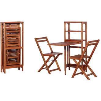 vidaXL Mobilier de bistro pliable 3 pcs Bois dacacia solide