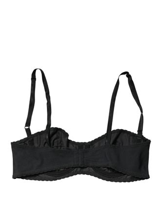 Dolce & Gabbana Womens Black Semi-Pad Underwire Balconette Bra Underwear Elastane Silk Clothing