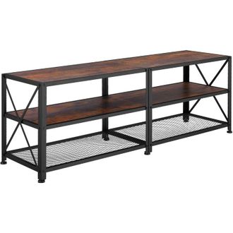 TecTake Tectake - Meuble TV bas en bois et acier - Dimensions 161x41,5x50,5 cm - 3 niveaux ouverts - Style industriel avec pieds r&eacute;glables