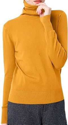Generic Pull pour femme en tricot amincissant &agrave; manches longues tendance de couleur unie tunique hauts confortables &agrave; col roul&eacute; pull chaud d&eacute;contract&eacute; pour fe