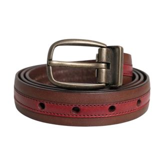 Dolce & Gabbana Homme, Accessoires, Rouge, Taille: 85 CM Ceinture en cuir &agrave; boucle logo