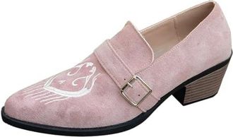 Generic Chaussures Femme Talon Haut Bout Pointu Brodées Mocassins Chaussures De Marche Grandes Tailles Elegant Escarpins Basses léger Confortable 38