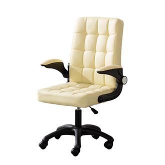Generic Verstellbarer B&uuml;rodrehstuhl Aus Leder Mit Ergonomischer Unterst&uuml;tzung for Schlafzimmer, B&uuml;ro Oder Schminktisch(Off-White)