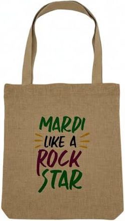 Fabulous Sac Shopping Tote Bag Aspect Lin - Mardi Gras like a Rock Star Carnival New Orleans - Sac de Courses Toile Epaisse 360g Beige Naturel Cabas Port&eacute; Epau