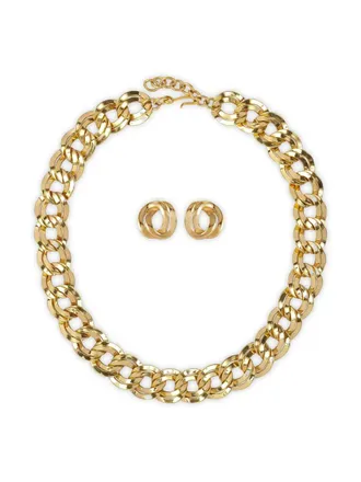 Monet Jewelry 1980s Schmuck-Set mit Panzerkette - Gold