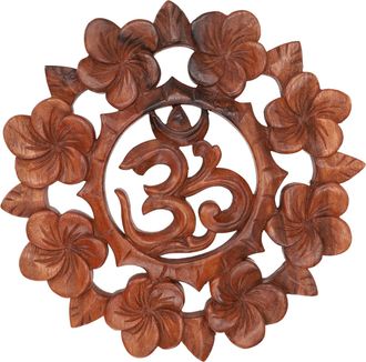 Guru Shop Geschnitztes Wandbild Deko Wandrelief OM - Ø 24 cm