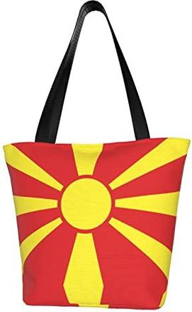 AOOEDM Sac fourre-tout Sacs &agrave; provisions mac&eacute;doniens Petit sac de march&eacute; r&eacute;utilisable Sacs fourre-tout de plage Sacs de voyage