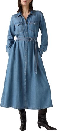 Levi's Damen Quincey Ls Maxi Dress Lässiges Kleid, Bright Mid Stone, Small