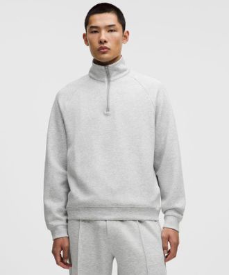 lululemon Smooth Spacer Pullover mit kurzem Rei&szlig;verschluss f&uuml;r M&auml;nner - Gr&ouml;&szlig;e XL in Heathered Core Light Grey