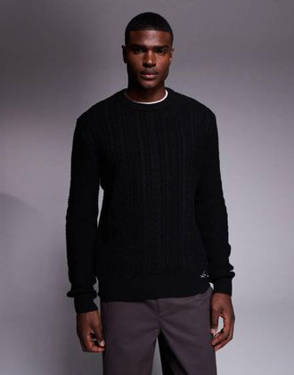 River Island Strickpullover in Schwarz mit Zopfmuster