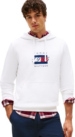 Tommy Hilfiger Herren Hoodie Linear Flag Graphic aus Baumwolle, Weiß (White), XXL