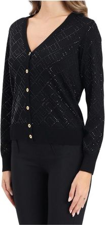 Elisabetta Franchi Femme, Pulls, Noir, Taille: 42 FR Cardigan bottoni