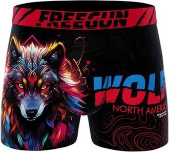Freegun Boxer Homme Microfibre Animaux Loup (XXL, A90)