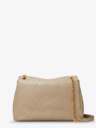 Tory Burch Womens Shoulder Bag Charlie Leather Beige