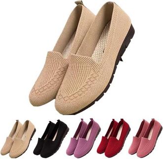 Generic Mocassins orthop&eacute;diques confortables en tricot pour femme, chaussures de marche antid&eacute;rapantes, semelle l&eacute;g&egrave;re et souple, maille ronde, basse, plate, 
