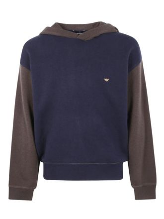 Emporio Armani Hoodie mit Kontrasteins&auml;tzen - Blau