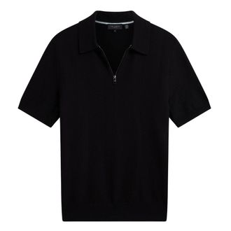 Ted Baker Fourd Polohemd Mit Fischgr&auml;tstich Und Rei&szlig;verschluss, Schwarz