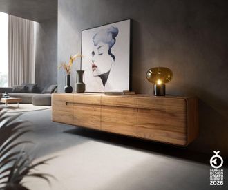 DELIFE Lowboard Anaya 200 cm Akazie Natur 4 T&uuml;ren Schwebend, Lowboards