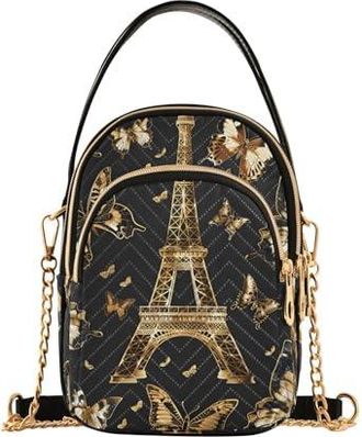 Mnsruu Sac à bandoulière pour femme - Tour Eiffel dorée - France Paris - Sac à dos à bandoulière - Petit sac à bandoulière avec sangle réglable