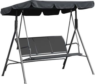 OUTSUNNY Balancelle de jardin 3 places grand confort toit imperm&eacute;abilis&eacute; inclinaison r&eacute;glable assise et dossier ergonomique acier textil&egrave;ne gris