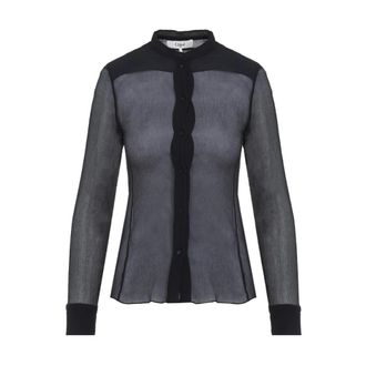 Chlo&eacute; Femme, Blouses et Chemises, Bleu, Taille: 38 FR Silk Shirt