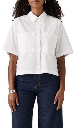 Levi's Harlie SS Cropped Shirt Chemise &agrave; Bouton Bas, Blanc &eacute;clatant, L Femmes